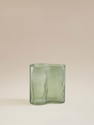 Green Ribbed Glass Vase | Home | George at ASDA