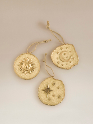 Cream & Gold-Tone Hanging Sun Moon & Stars - Set of 3 | Outdoor ...