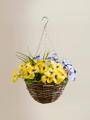 Artificial Pansy Round Basket with Chains | Outdoor & Garden | George ...