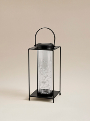 Black Solar Lantern Light With Candle | Outdoor & Garden | George at ASDA