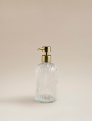 Clear Traces Ribbed Glass Soap Dispenser | Home | George at ASDA