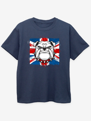 NW2 Pets Bulldog Flag Kids Navy Printed T-Shirt | Kids | George at ASDA