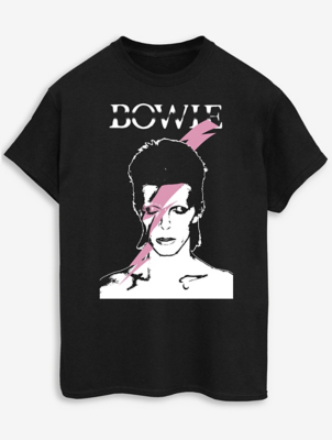 NW2 David Bowie Pink Flash Adult Black Printed T-Shirt | Collections | George at ASDA