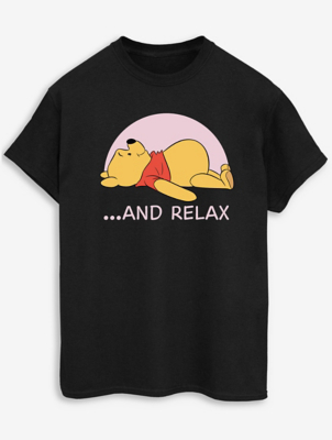 NW2 Winnie The Pooh Relax Adult Black Printed T-Shirt | Women | George ...