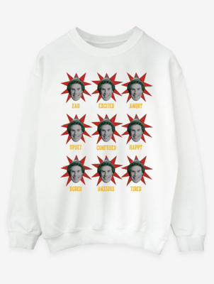 NW2 Elf Many Moods Of Buddy Adult White Printed Sweatshirt | Men ...