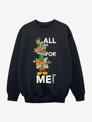 NW2 Disney Mickey Mouse Presents Slogan Kids Black Sweatshirt | Kids ...