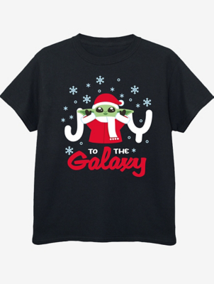 NW2 The Mandalorian Joy To The Galaxy Kids Black T-Shirt | Kids ...