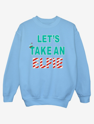 NW2 Christmas Elfie Slogan Kids Blue Printed Sweatshirt | Kids | George ...