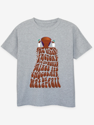 NW2 Wonka Chocolate Waterfall Kids Grey Printed T-Shirt | Kids | George ...