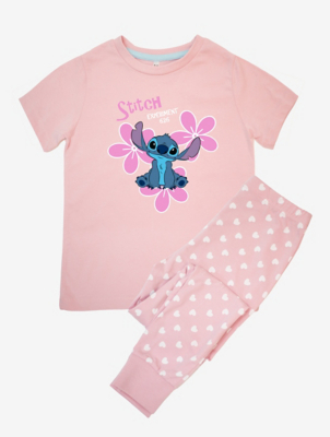 NW2 Lilo & Stitch Flowers Pink Hearts Pyjamas | Kids | George at ASDA