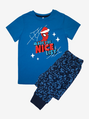 NW2 Spider-Man Nice List Blue Camo Pyjamas | Kids | George at ASDA