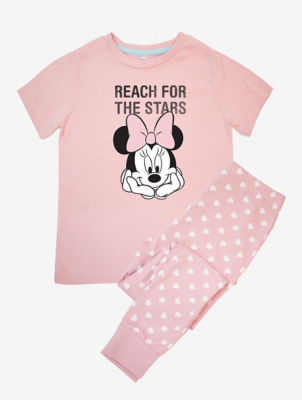 NW2 Minnie Mouse Stars Slogan Pink Hearts Pyjamas | Kids | George at ASDA