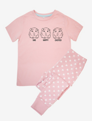 NW2 Guinea Pig Emotion Baby Pink Hearts Pyjamas | Kids | George at ASDA