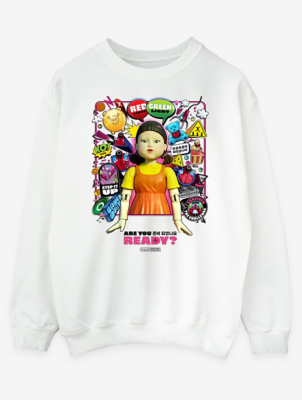 NW2 Squid Game The Challenge Collage Adult White Sweatshirt | Men ...