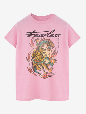 NW2 Fearless Tiger Pink Printed Boyfriend Fit T-Shirt | Women | George at ASDA