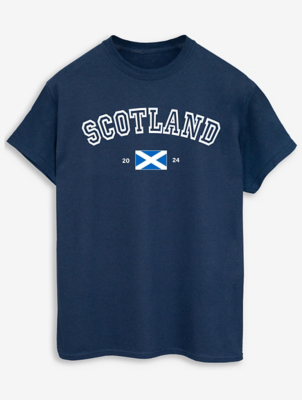 NW2 Football Scotland Collegiate Adult Navy T-Shirt | Men | George at ASDA
