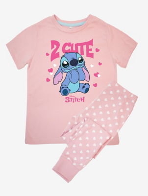 NW2 Lilo And Stitch 2 Cute Pink Hearts Pyjamas | Kids | George at ASDA