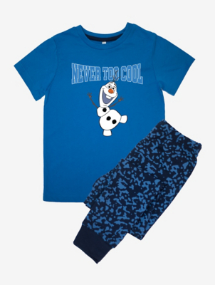 NW2 Frozen Olaf Never Too Cool Kids Blue Camo Pyjamas | Kids | George ...