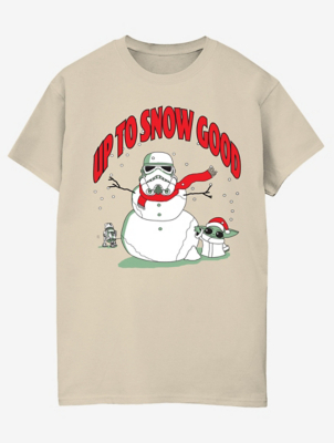 NW2 Mandalorian Christmas Snowman Up To Snow Good Mens T-Shirt | Men ...