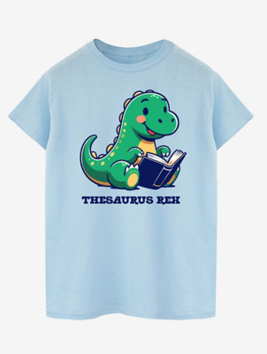 NW2 World Book Day Thesaurus Rex Baby Blue T-Shirt | Men | George at ASDA