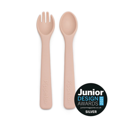 Pippeta Ash Rose Pink Silicone Spoon & Fork | Baby | George at ASDA