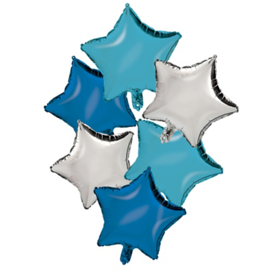 Silver, Blue & Light Blue Stars Balloon Bouquet | Toys & Character ...