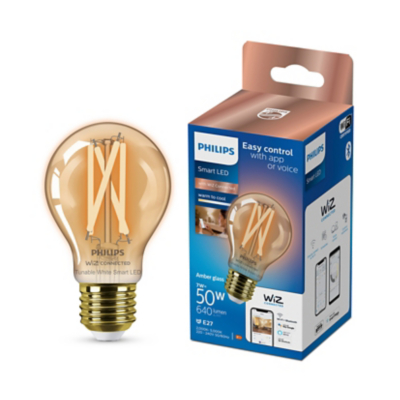Philips WiZ E27 Tunable White Amber Filament Smart Bulb | Home | George ...