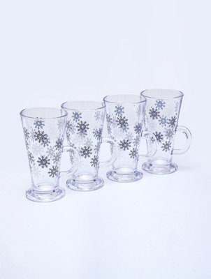 Christmas Snowflake Latte Mug - Set of 4 | George at ASDA