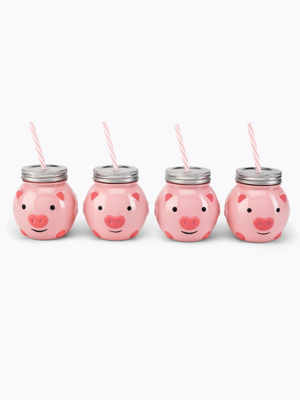 Pig Mason Jars - Set of 4 | George at ASDA