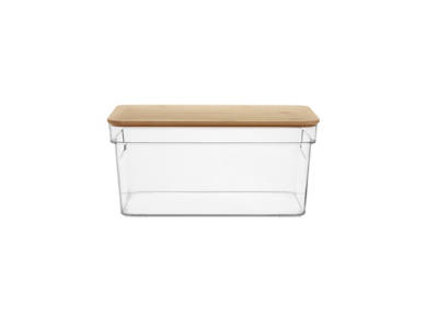Small Clear Storage Box With Bamboo Lid - Set of 2 | George at ASDA