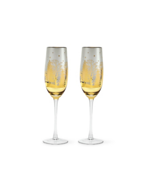 Gold Snow Scene Champagne Glass - Set of 4 | George at ASDA