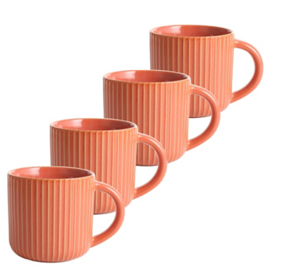 Orange Ribbed Mug - Set of 4 | George at ASDA