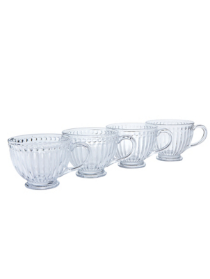 Iridescent Vintage Footed Glass Mug - Set of 4 | George at ASDA
