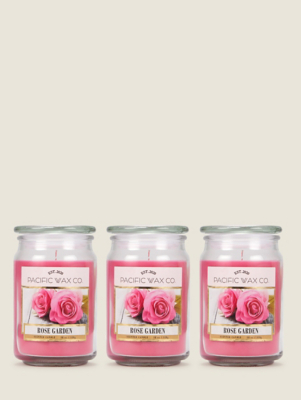 Hot Pink Pacific Wax Co Rose Garden Jar Candle - Set of 3 | George at ASDA