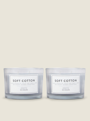 Grey Soft Cotton Multiwick Candle - Set of 2 | George at ASDA