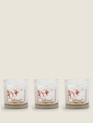 Pacific Wax Co Fresh Cotton Small Jar Candle - Set of 3 | George at ASDA