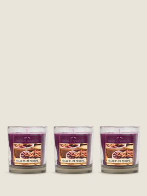 Pacific Wax Co Plum Pudding Small Jar Candle - Set of 3 | George at ASDA