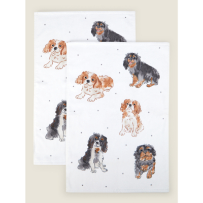 Natural King Charles Spaniel Print Guest Towel - Set of 2 | George at ASDA