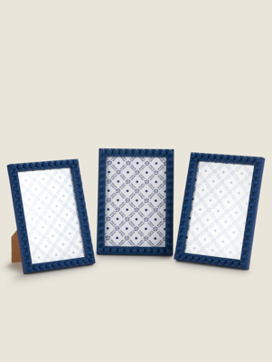 Navy Beaded Frame 6 x 4 Inch - Set of 3 | George at ASDA