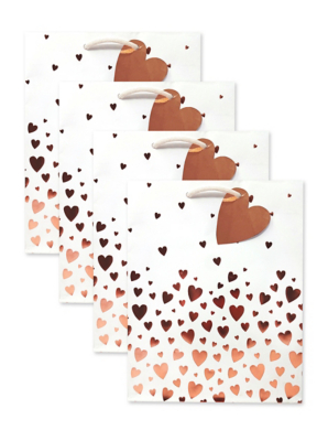 Rose Gold Heart Medium Gift Bag - Set of 4 | George at ASDA