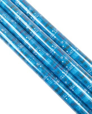 Blue Happy Birthday Text 8m Roll Wrap - Set of 4 | George at ASDA