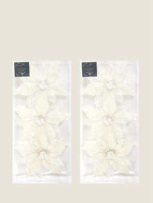 White Sequin Flower Clip - Set of 6 | George at ASDA