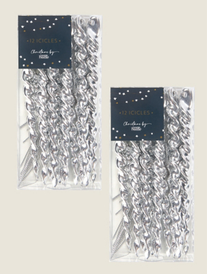 Christmas Silver-Tone Icicle Bauble - Set of 24 | George at ASDA