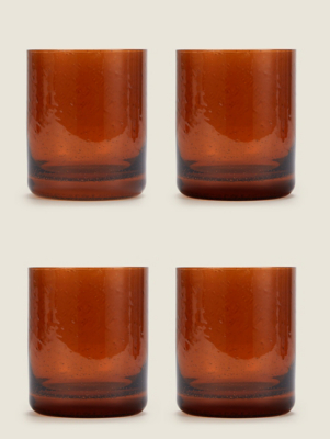 Amber Bubble Hi-Ball Glass - Set of 4 | George at ASDA