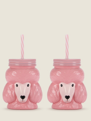 Pink Poodle Mason Jar - Set of 2 | George at ASDA