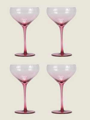 Pink Ombre Champagne Coupe - Set of 4 | George at ASDA