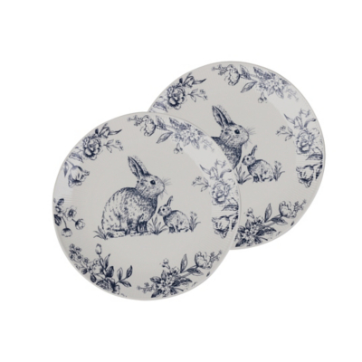 Blue & White Ribbed Bunny Dinner Plate - Set of 2 | George at ASDA