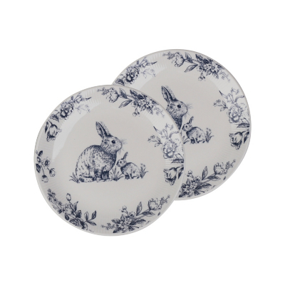 Blue & White Ribbed Bunny Side Plate - Set of 2 | George at ASDA