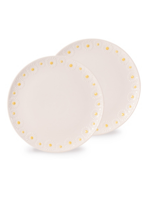 White Daisy Dinner Plate - Set of 2 | George at ASDA