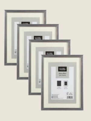 Silver-Tone Plastic Frame 7x5 Inch - Set of 4 | George at ASDA